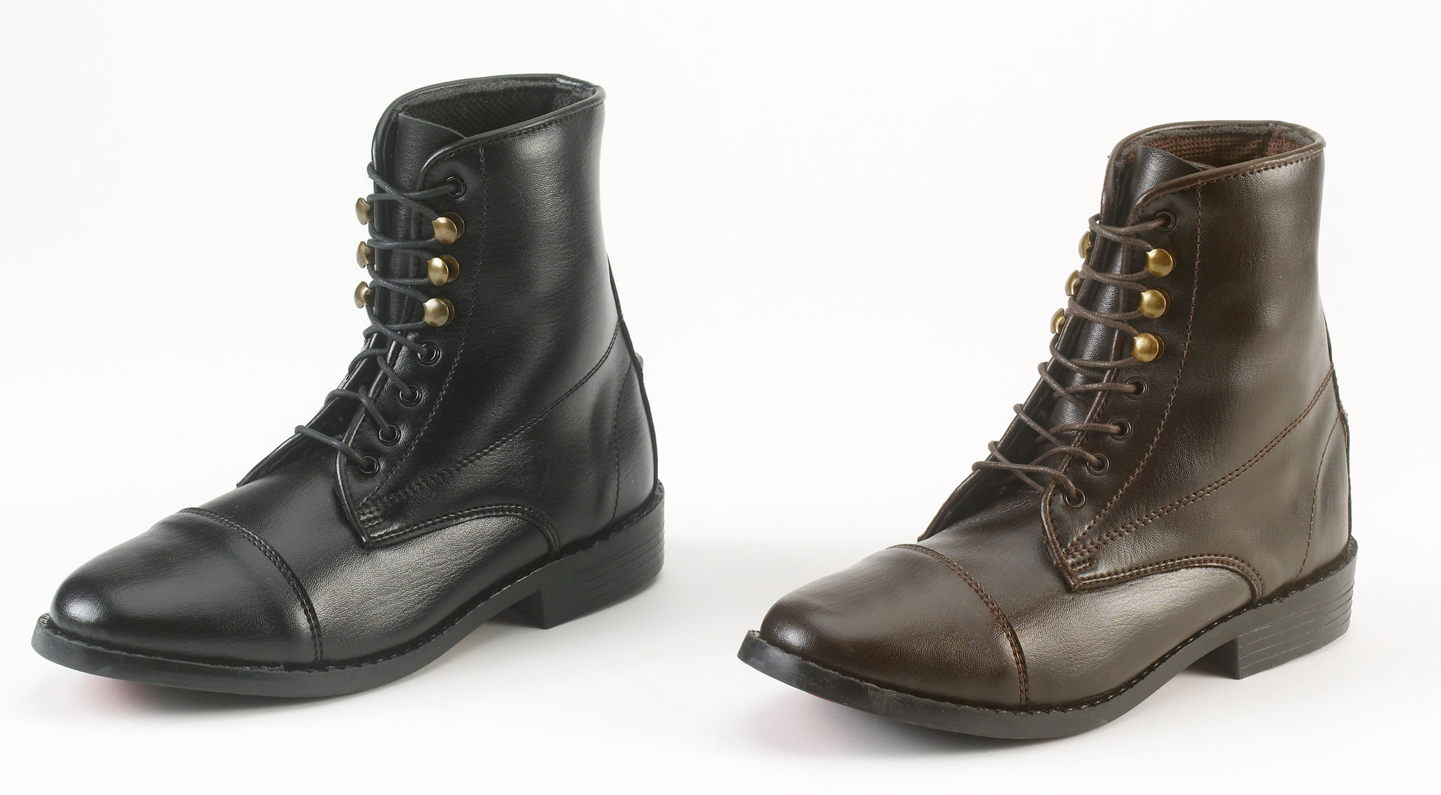 Equistar Kids' All Weather Synthetic Laced Paddock Boot - Brown ...