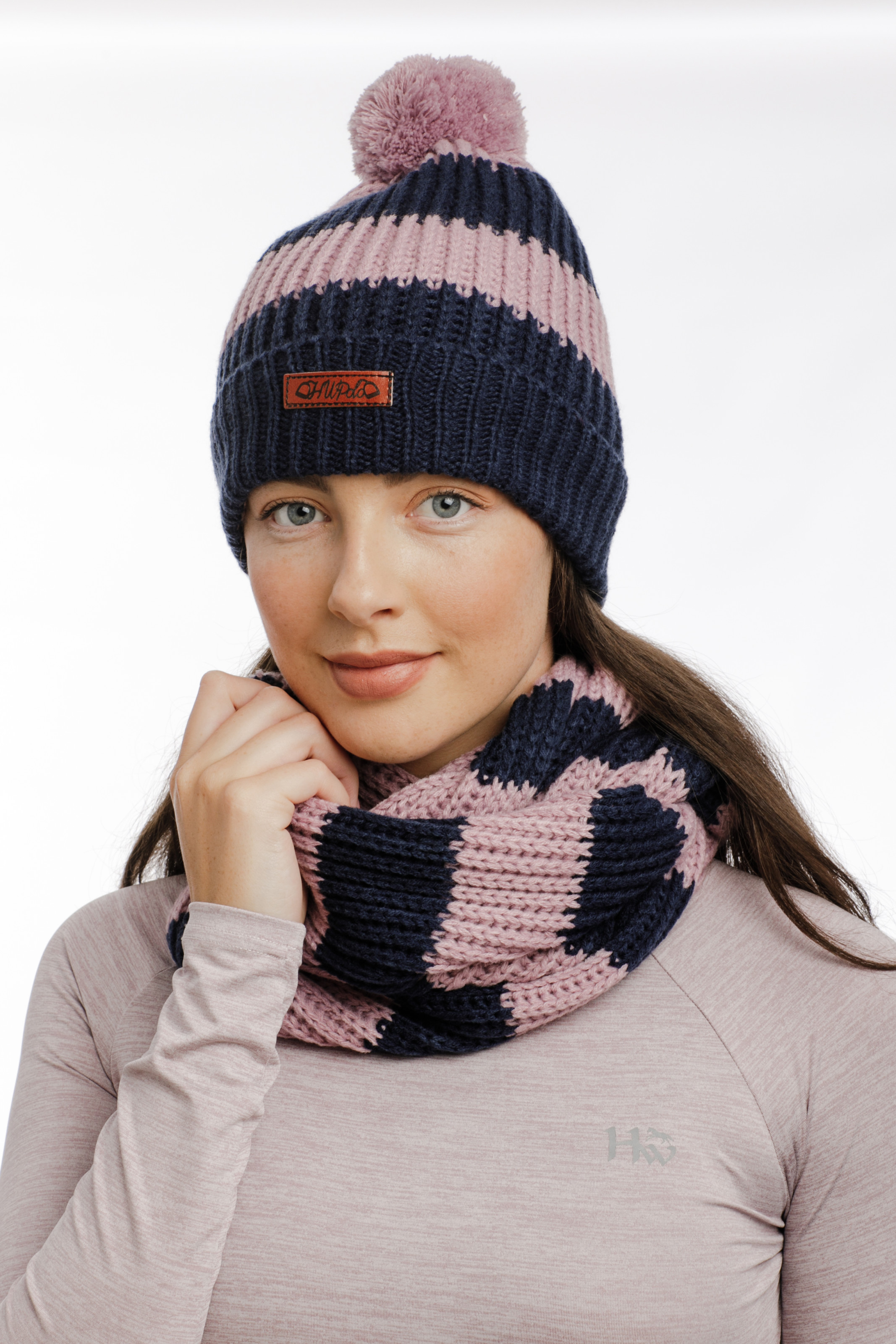 Horseware Knitted Hat and Snood - Navy/Pink - Horseware-CONSLA-BZ00 ...