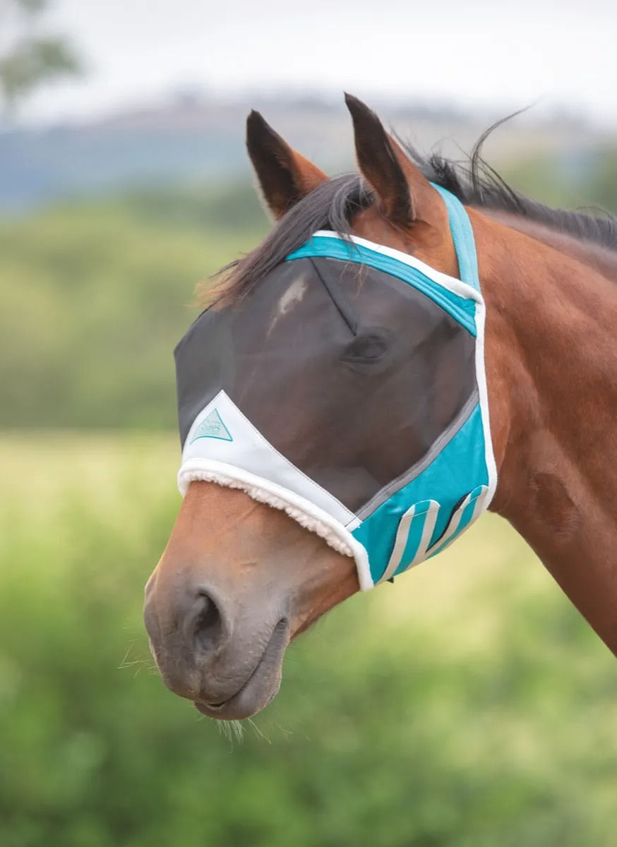 Shires Fine Mesh Earless Fly Mask - Teal - Shires-6661-Teal - Bit of ...