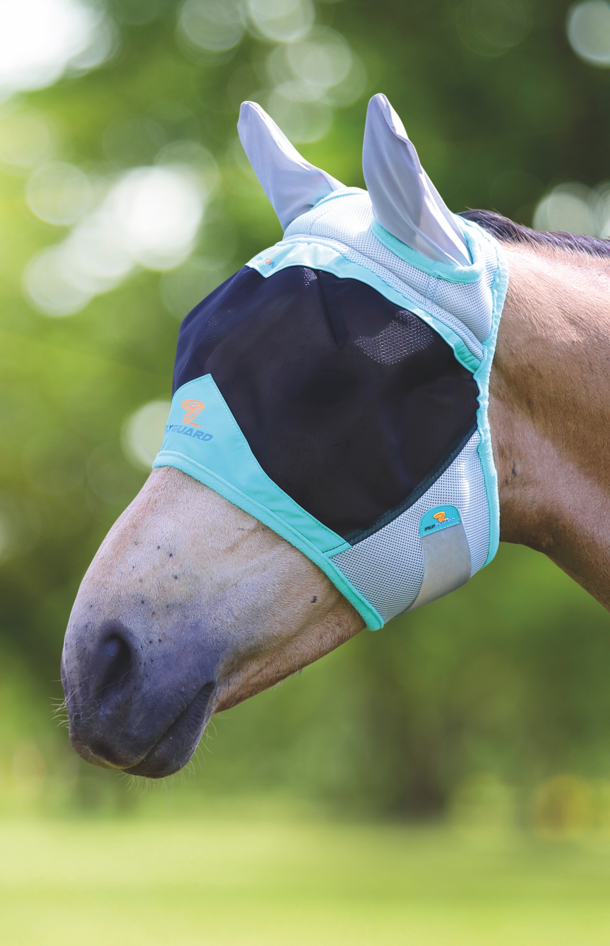 Shires FlyGuard Air Motion Fly Mask w/Ears - Aqua - Shires-6676-AQUA ...