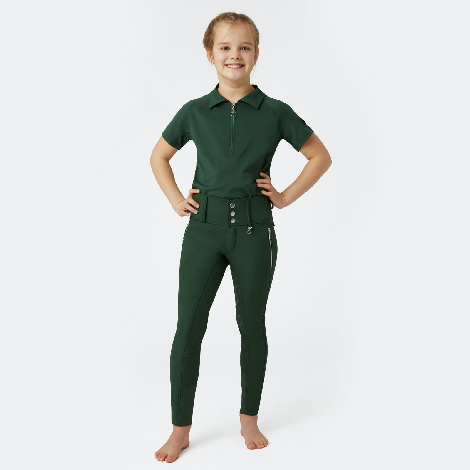 Horze Kids' Andrea Full Seat Breeches - Mountain View Green - Horze ...