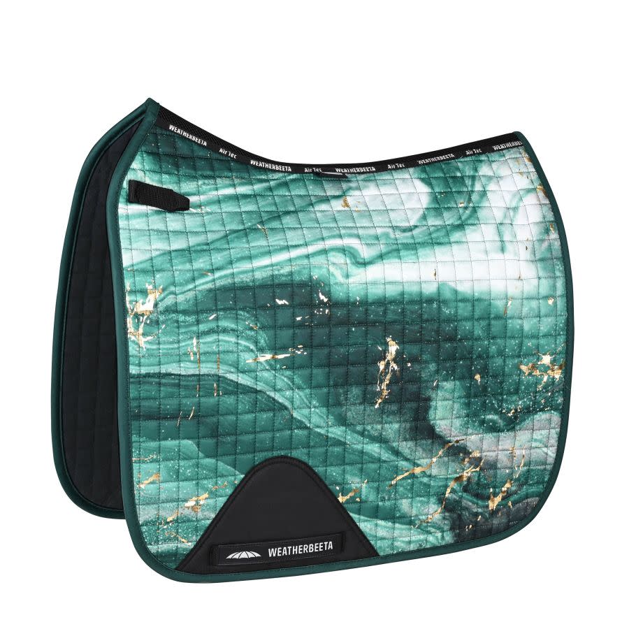 Weatherbeeta Prime Marble Shimmer Dressage Saddle Pad - Green/Gold ...