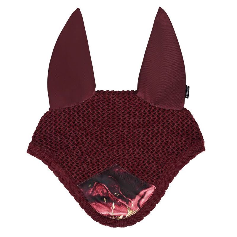 Weatherbeeta Prime Marble Shimmer Ear Bonnet - Maroon/Gold Swirl Marble ...