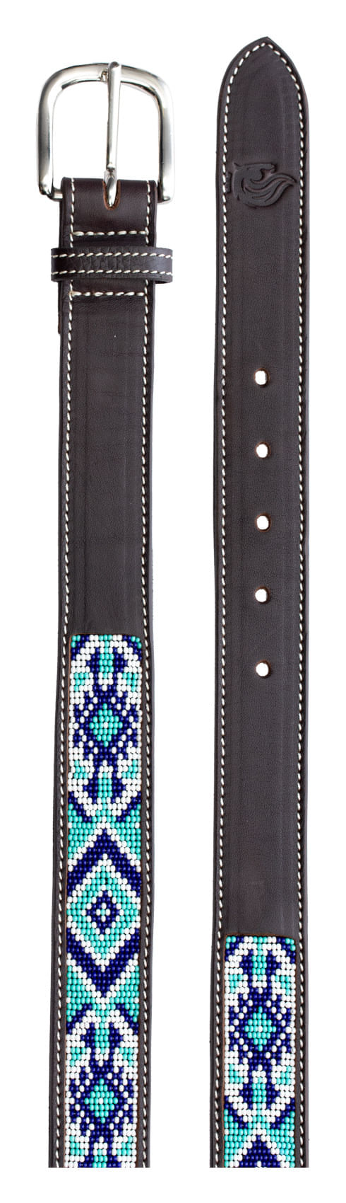 Equinavia Women's Estelle Hand Beaded Belt - Dark Brown/Navy ...