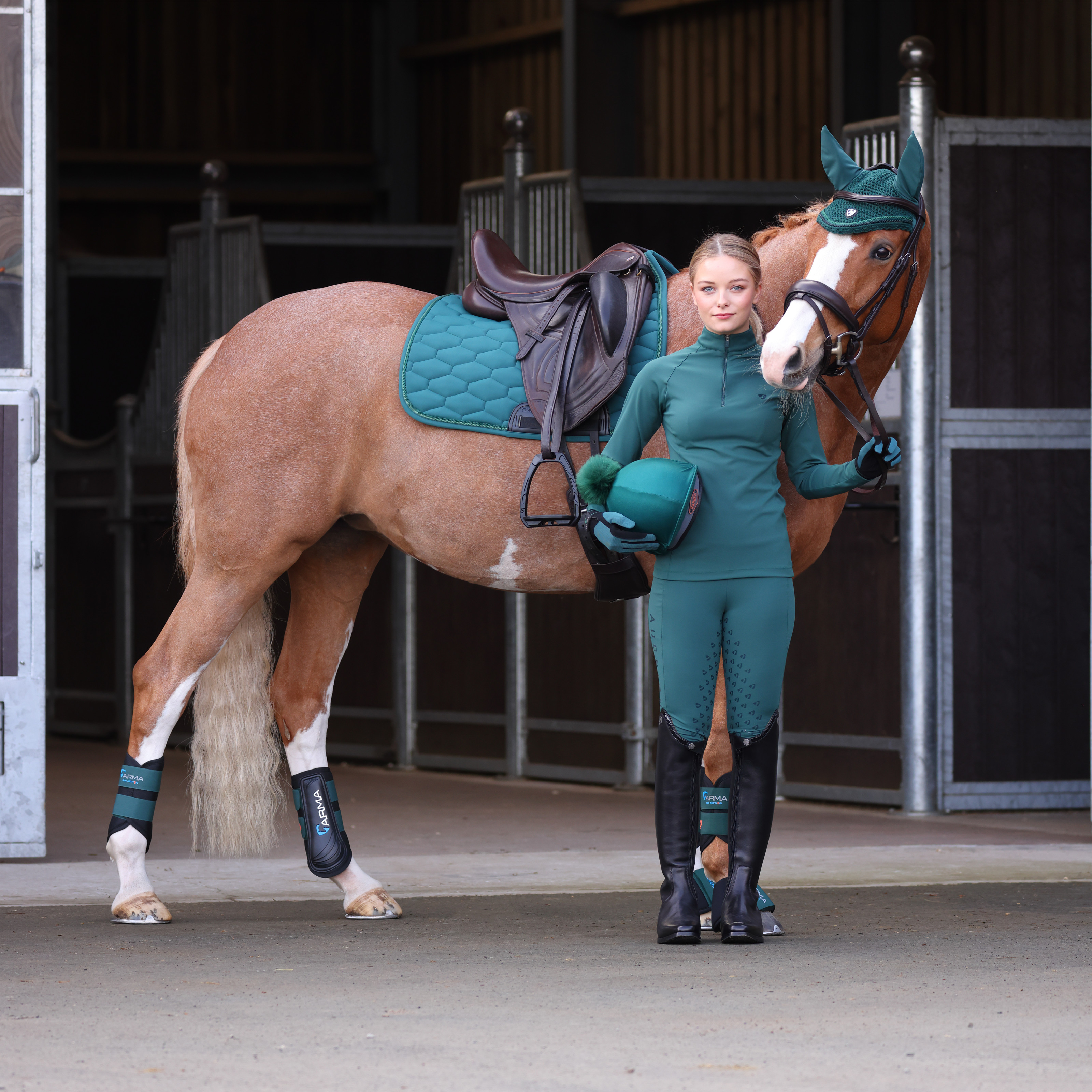 Shires Aubrion Eltar Helmet Silk - Green - Aubrion-10450-GREEN - Bit of ...