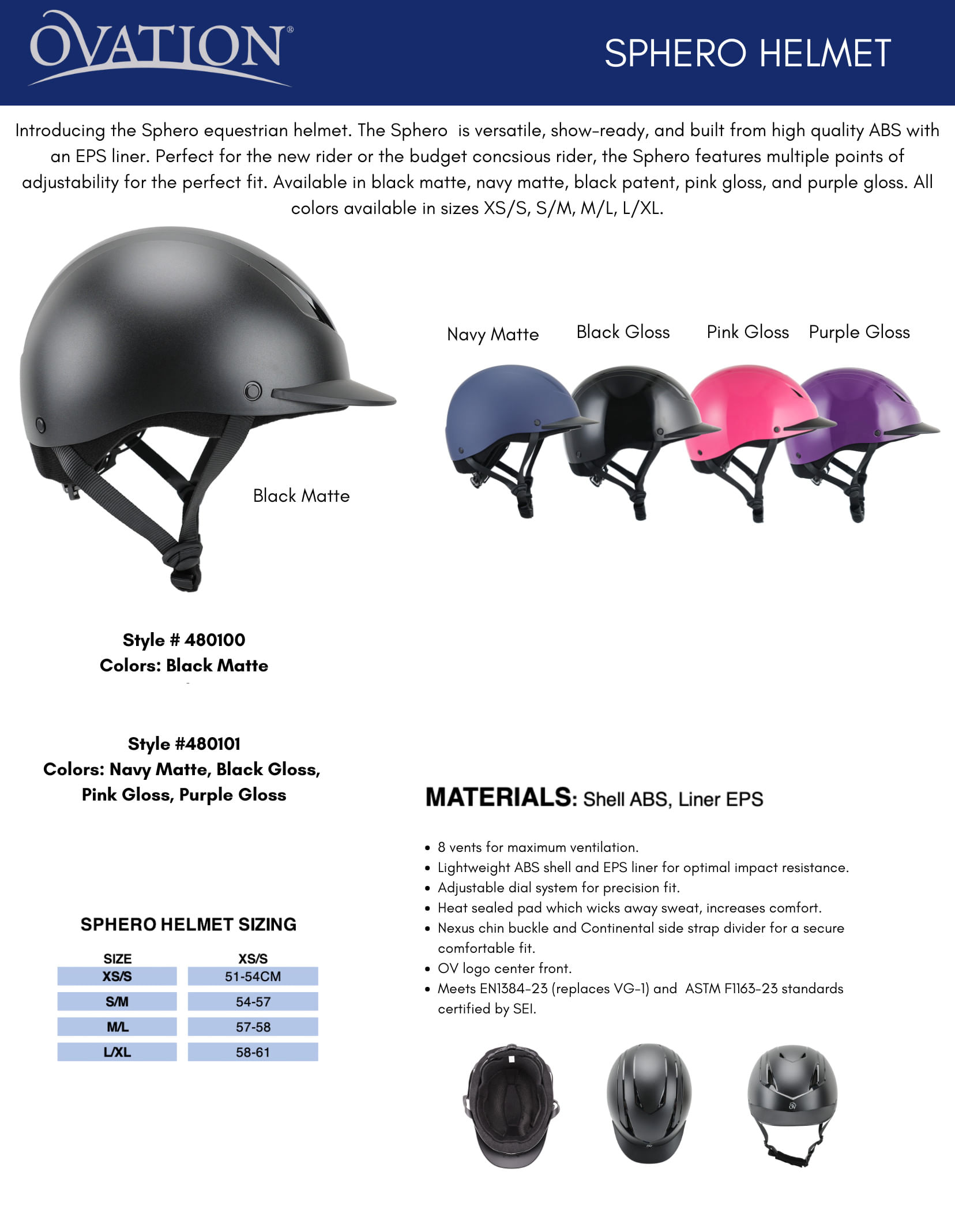 Ovation Sphero Helmet - Black Patent - Ovation-480101-BKPAT - Bit of ...