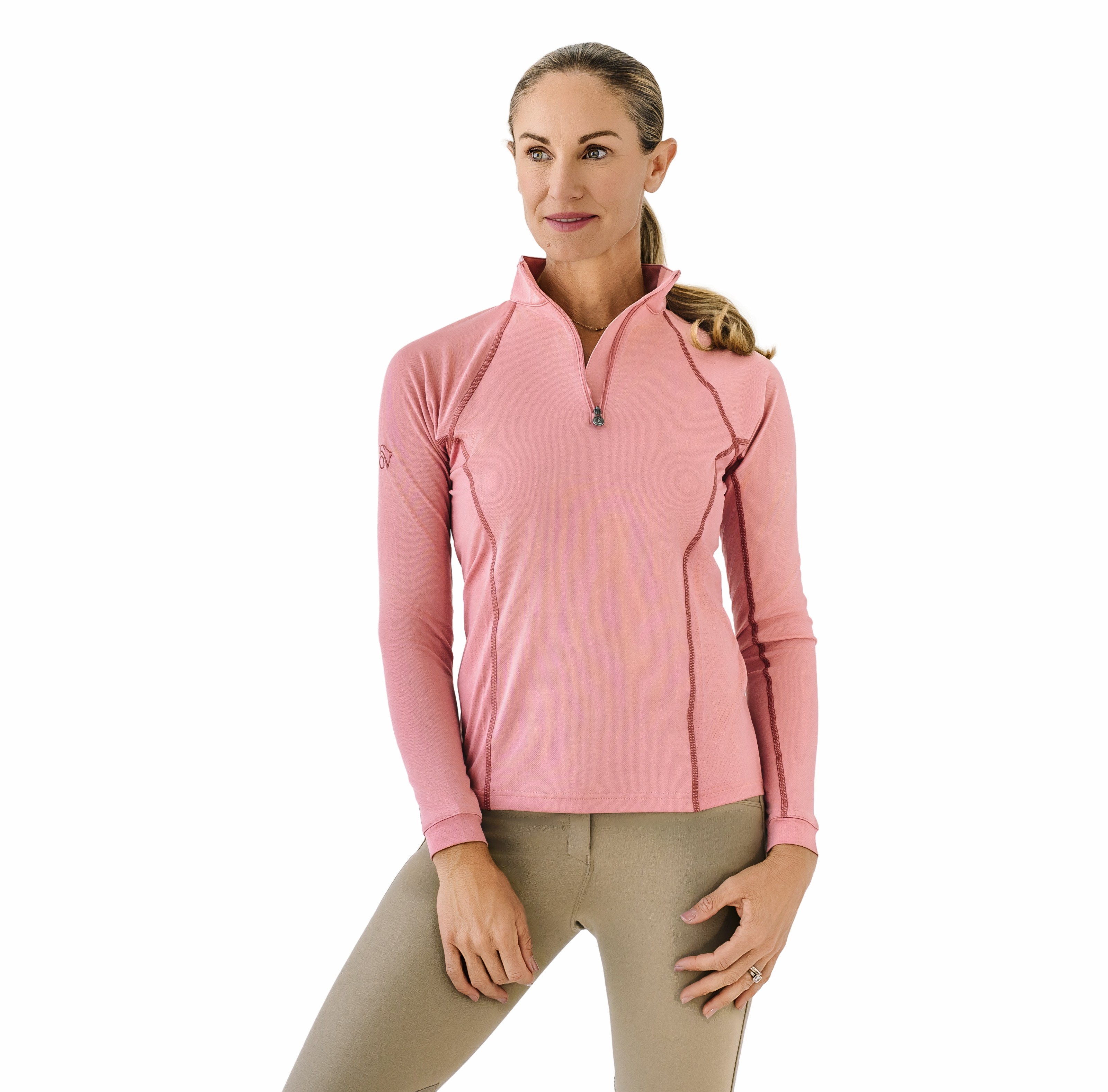 Ovation Women's 1/4 Zip Long Sleeve Solid Color Sun Shirt - Rose/Warm ...